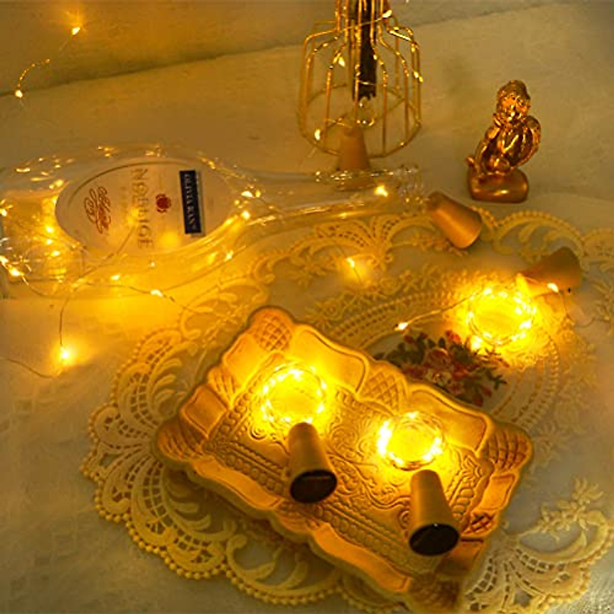 Rockabyee 8 Pack Solar Bottle Lights, 20 Led Cork String Lights, Outdoor Waterproof Fairy Lights for Party Wedding Festival Garden Patio Lawn Warm White