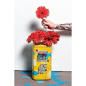 Cussso Decorative 1.8 Gallon Trash Can Waste Bin for Home, Office, Bathroom - Stylish Design Collector's BIN for Any Interior Décor (Yellow - New York Pop)