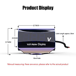BUZHI Motorcycle Voltmeter,Motorcycle DC 10-150V Digital Voltmeter LED Display Waterproof Voltage Tester Battery Moniter Gauge with Bracket