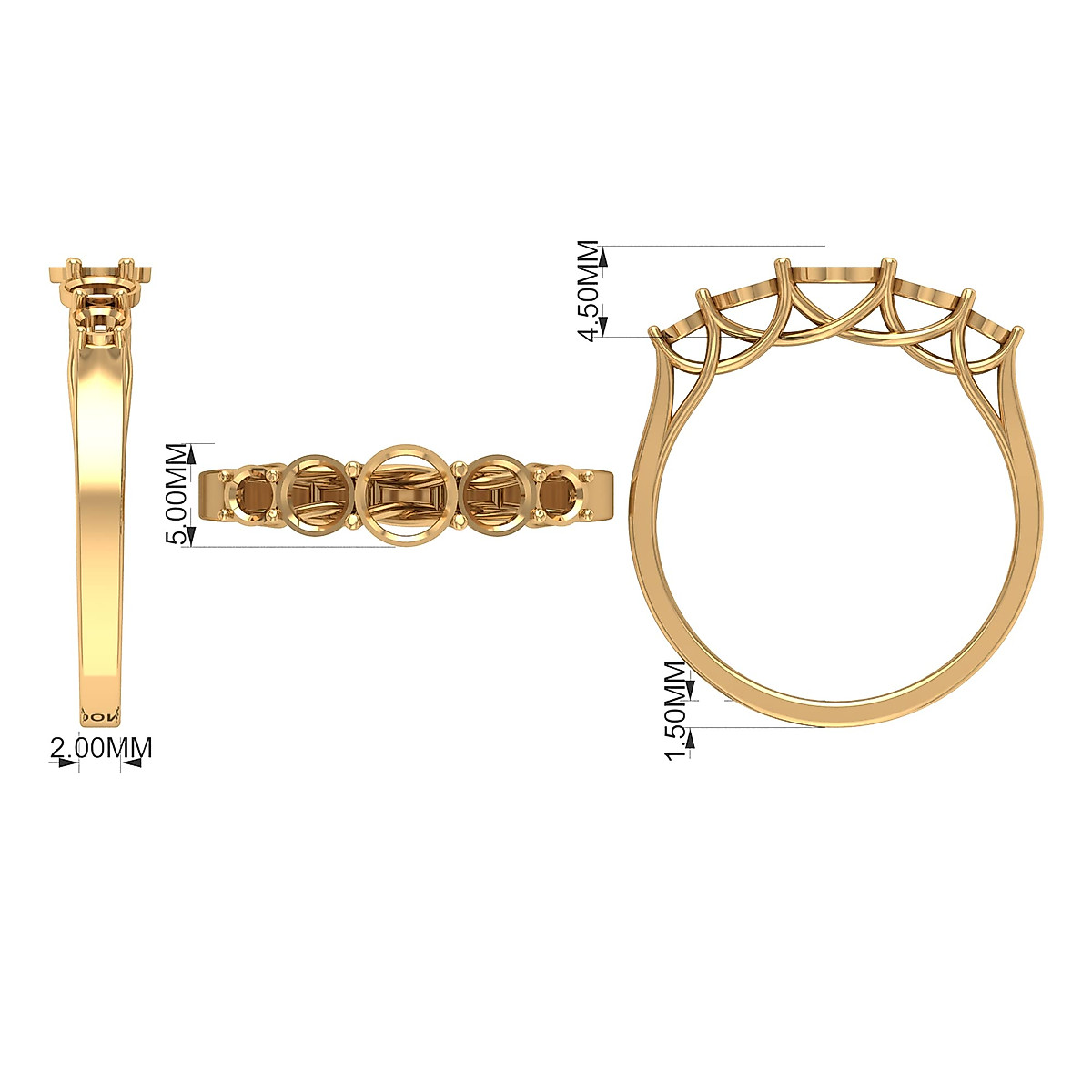 Rosec Jewels Natural Ruby 5 Stone Ring for Women, AAA Quality, Certified Wedding Anniversary Band (Ready to Gift), 14K White Gold, Size:US 7.50