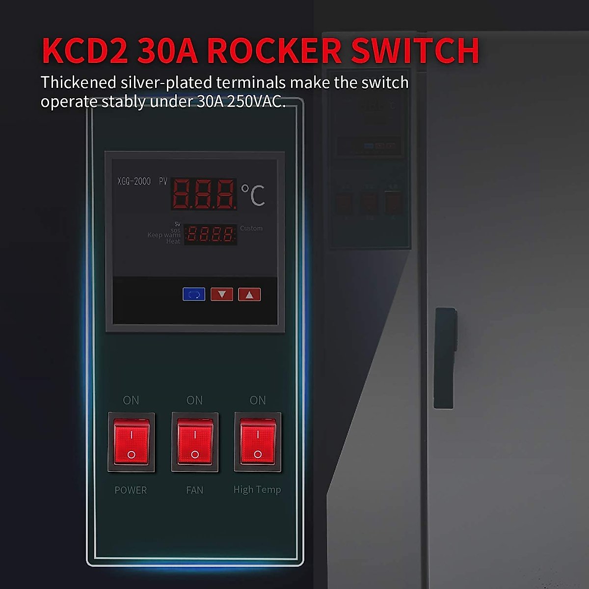 DaierTek 30A 250V KCD2 KCD4 Rocker Switch DPST 4 Pin Red Lighted 120V Rocker Toggle Switch ON Off Heavy Duty T125-3Pack