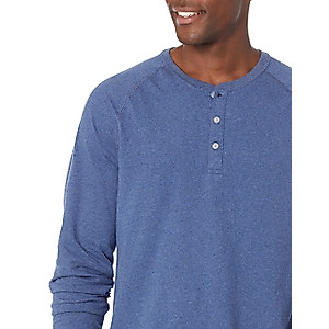 Amazon Essentials Long Sleeve Shirt for Men, Regular-Fit Henley, Available in Big & Tall, Blue Heather, X-Large