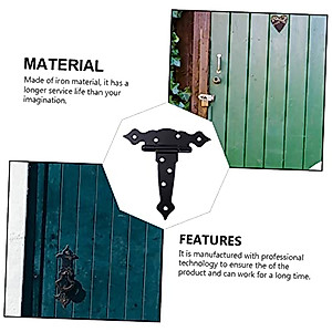CRILSTYLEO Door Hinge gate Hinges Galvanized Fence Post Chain Link Fence gate Chain Link gate Closer Decorative T Strap Hinge Shed Hinge Steel to Wood Fence Bracket with Canopy Hardware Iron