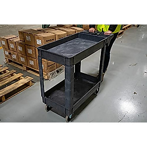 Southwire 65240340 Small 2 Shelf Utility/Service Cart, Lipped Shelves, 500 Lbs Capacity for Warehouse/Garage/Cleaning/Manufacturing