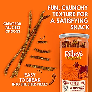Riley's Chicken Strips for Dogs - USA Sourced Single Ingredient Dog Treat -Dehydrated Real Meat Chicken Dog Treats Natural Chicken Sticks Dog Jerky Treats Made in The USA - 6 oz