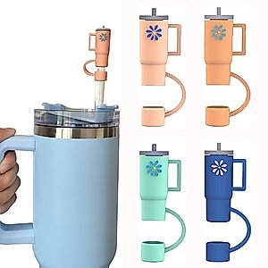 Straw Covers Cap for Stanley Cup, 4Pcs Silicone Straw Topper Compatible with Stanley 40&30 Oz Tumbler with Handle, Straw Covers for Reusable Straws, Straw Tip Covers for Stanley Cups Accessories