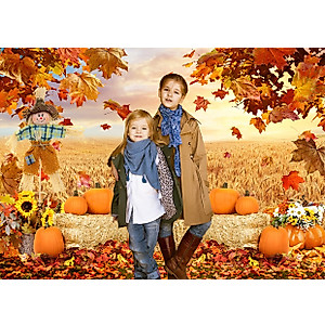 WOLADA 7x5FT Fall Backdrop Autumn Farm Harvest Backdrop Wheat Field Backdrop Thanksgiving Backdrop Farm Scene Backdrop Thanksgiving Photo Backdrop Thanksgiving Backdrops for Photography 12608