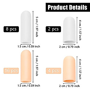Frienda 30 Pieces Gel Finger Protector Finger Cots Silicone Finger Cover Cap Gel Finger Sleeves Finger Support for Finger Cracking, Finger Trigger (White, Apricot)