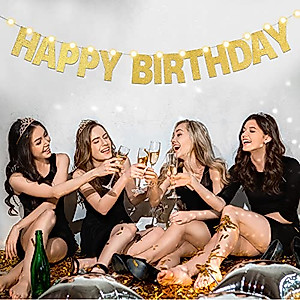 TaoBary 112 Pcs DIY Letter Banner Glitter Customizable Banner Kit Custom Banner Including 107 Letters and Numbers 3 Rope and 2 Light Decor for Birthday Party Baby Shower(Gold)