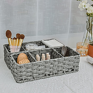 GRANNY SAYS Bundle of 2-Pack Wicker Baskets with Handles & 2-Pack Wicker Baskets for Shelves