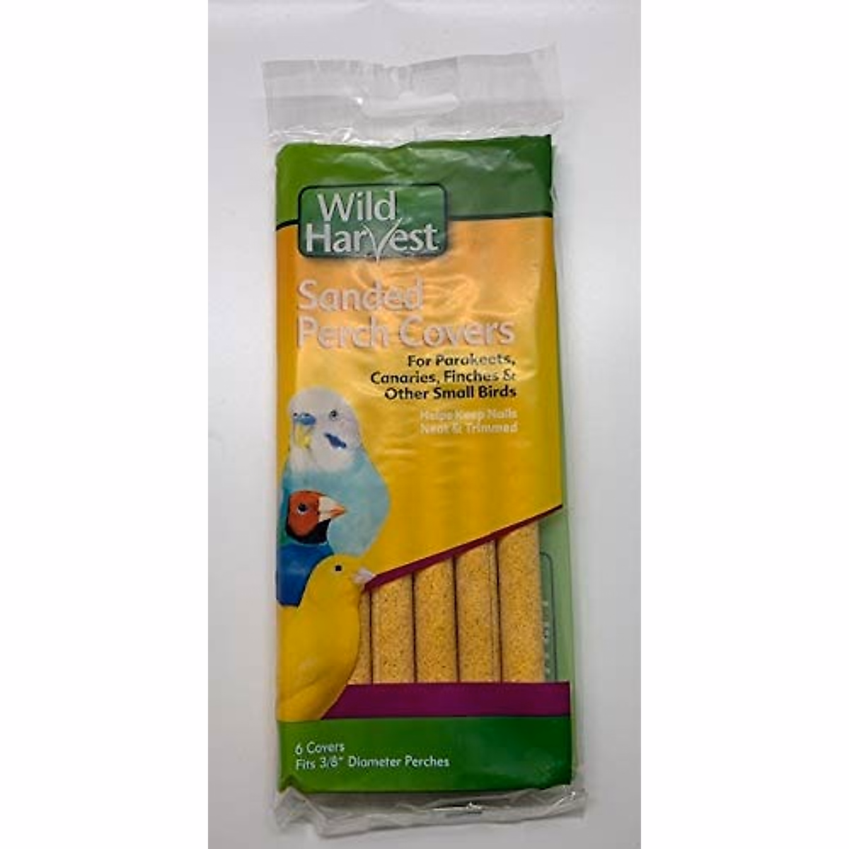 Generic Sanded Bird Perch Cover Bundle Includes: (3) Packs of 6 Perch Covers (Total of 18 Covers), (1) Mineral Block Supplement, and (1) Laminated Bird Tips Card.