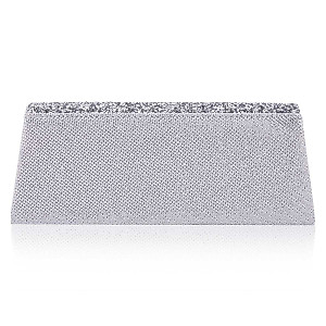 Damara Women Dazzling Crystal Trim Classic Clutch Cocktail Bag,Grey