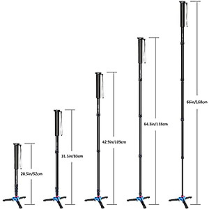 Neewer Extendable Camera Monopod with Removable Foldable Tripod Support Base:Aluminum Alloy,20-66 inches/52-168 Centimeters for Canon Nikon Sony DSLR Cameras,Payload up to 11 pounds/5 kilograms
