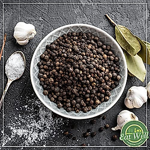 Eat Well Whole Black Peppercorns and Himalayan Pink Salt - Coarse Grains for Grinder Refill, 12 oz Peppercorns and 2 lb Salt