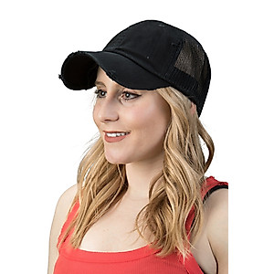 Funky Junque Distressed Trucker Dad Hat - Black