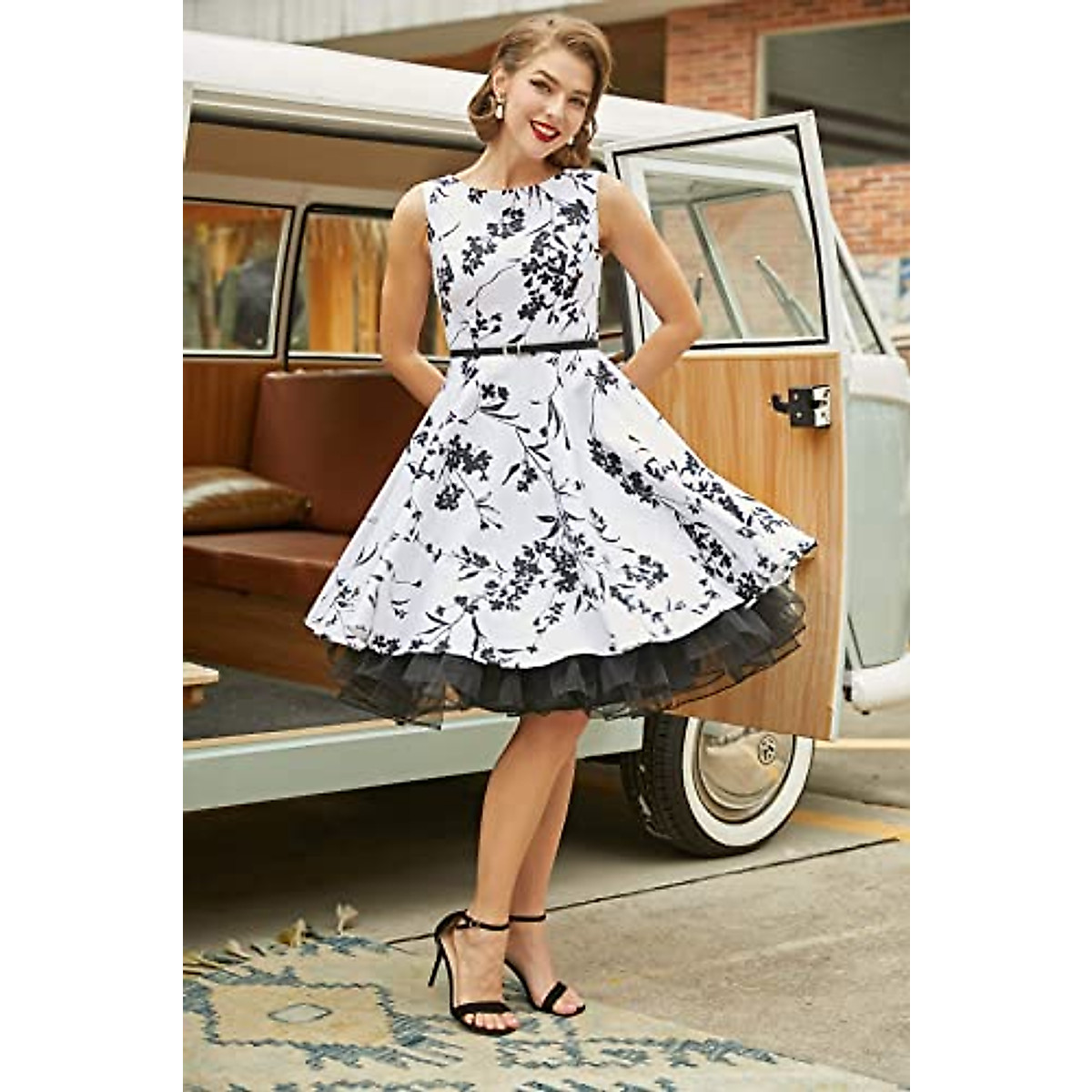 GRACE KARIN Women Tulle Underskirt Black Petticoat for 50s Dress Petticoat 2X