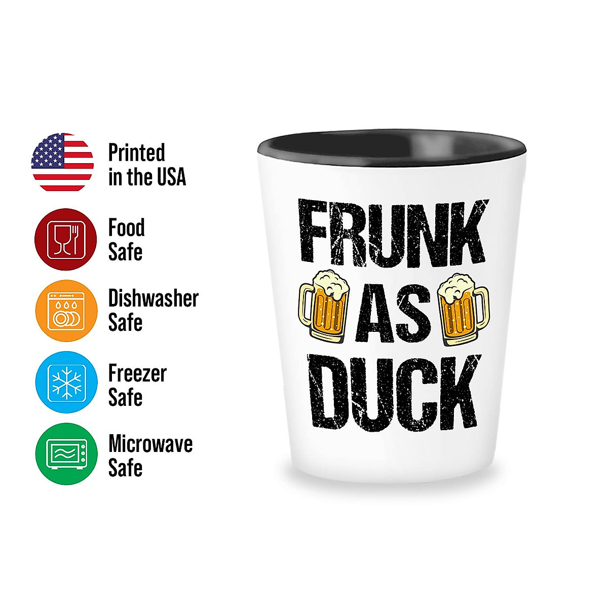 Flairy Land Funny Sarcasm Shot Glass 1.5oz - Frunk As Duck - Funny Alcoholics Cocktail Wine Beer Jokes Silly Drinker Adult Humor Laugh Gag Bestie