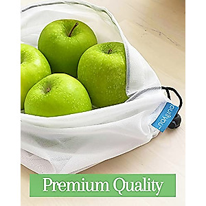 purifyou Set of 10 Reusable Produce Bags | Multipurpose Large (12x14), Farmers Market Bags, Washable Shopping Bags, Gift Bags, Storage for Fruits, Vegetables, Toys, Groceries, Kitchen & Home Organizer