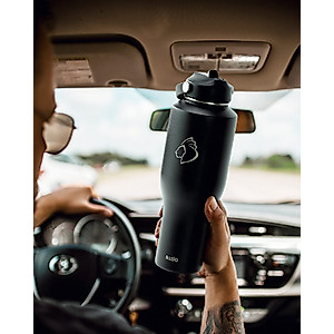 BUZIO 40 oz Insulated Water Bottle with 40 oz Insulated Tumbler Travel Flask Metal Canteen, Keep Cold for 48 Hrs, Hot for 24 Hrs