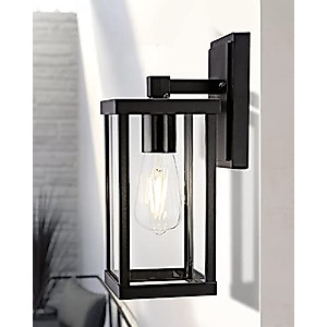 Eietonte Outdoor Wall Sconce, Exterior Wall Lantern Light Fixtures with Clear Glass Shade, Waterproof Wall Porch Lighting, Modern Anti-Rust E26 Socket Wall Mount Lamp for Garage Doorway, 2 Pack