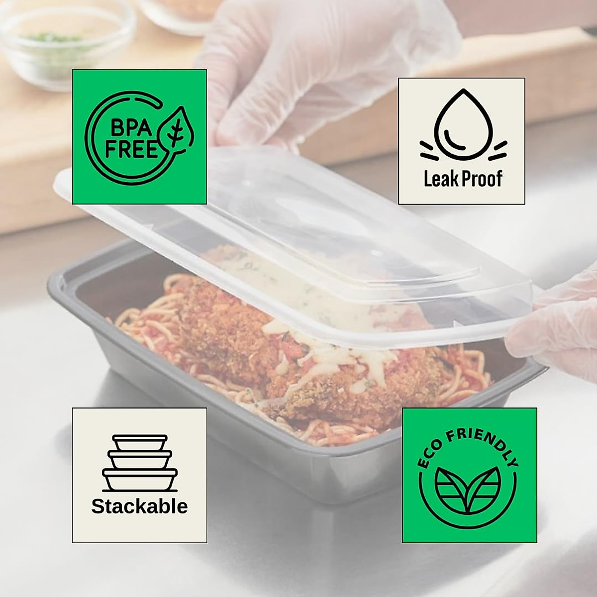 G-BOX Meal Prep Containers with Lids - 28 OZ | 150 Pack | 1 Compartment Food Containers with Lids [Meal Prep, Bento Box, Stackable, Reusable, Dishwasher Safe, Microwave Safe, Freezer Safe]