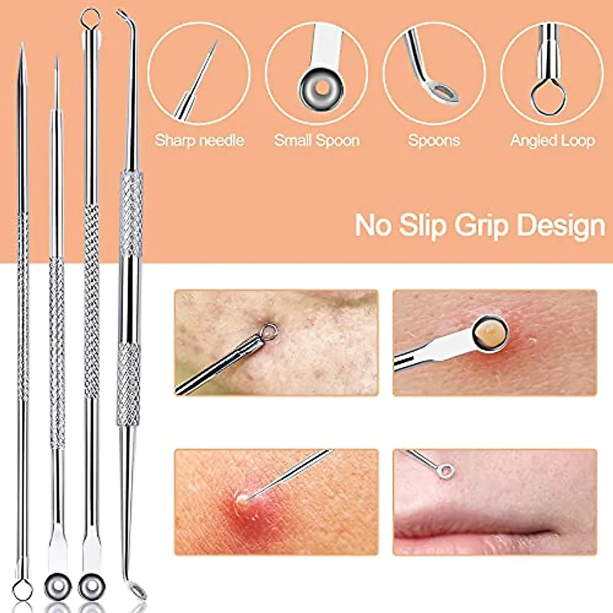 Pimple Popper Tool Kit,MENOLY 10Pcs Blackhead Remover Tools,Pimple Extractor,Acne Tools,Acne Kit for Blackhead,Blemish,Zit Removing,Whitehead Popping and Comedone Extractor Tool with Leather Bag