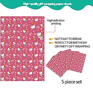 EYQQM Pack of 5 Gift Wrapping Paper 20" x 30" Kraft Paper Wrapping Paper Sheets Pack for Kids Birthday, Party Storage Festive Decoration (Red Cake)