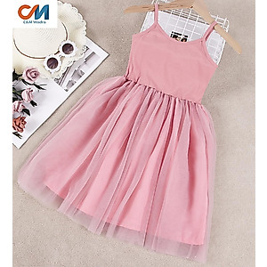 Baby Girls Tutu Dress Sleeveless Infant Toddler Sundress Tulle Bubble Solid Color (Pink, 4-5T)