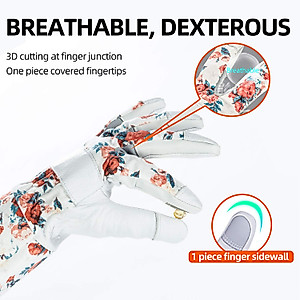 Vgo... 1-Pair Natural Genuine Goatskin Leather Gardening Gloves, Long Cuff Protection, High Dexterity Grip Gloves (Size S, White, GA9658-W)