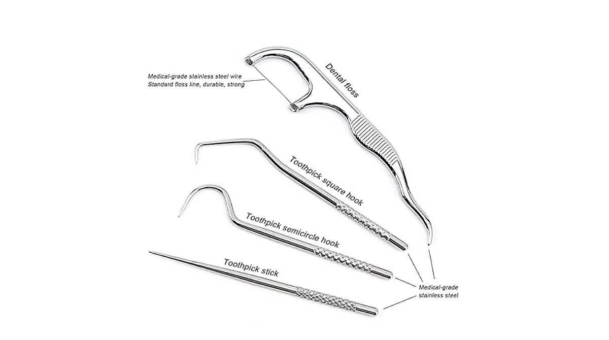 GELMAY Stainless Steel Toothpicks & Floss Picks Kit for Travel & Daily Use