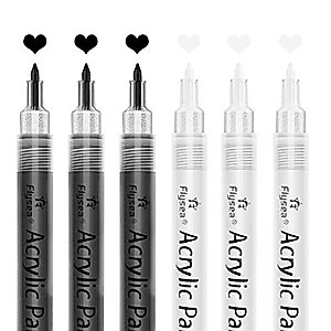 isightguard Acrylic Paint Pens ,6 Pack Black White Paint Markers, Paint Pens for Rock Painting Stone Ceramic Glass Wood Plastic Glass Metal Canvas,Drawing, Water-Based Acrylic Paint Sets