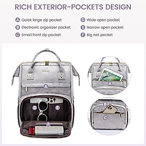 LOVEVOOK Vintage Leather Backpack for Women,15.6 inch Leather Laptop Backpack Women Teacher Nurse Work Travel Backpack Computer Laptop Bags,Professional Backpack Purse Carry On Backpack,Tile Violet