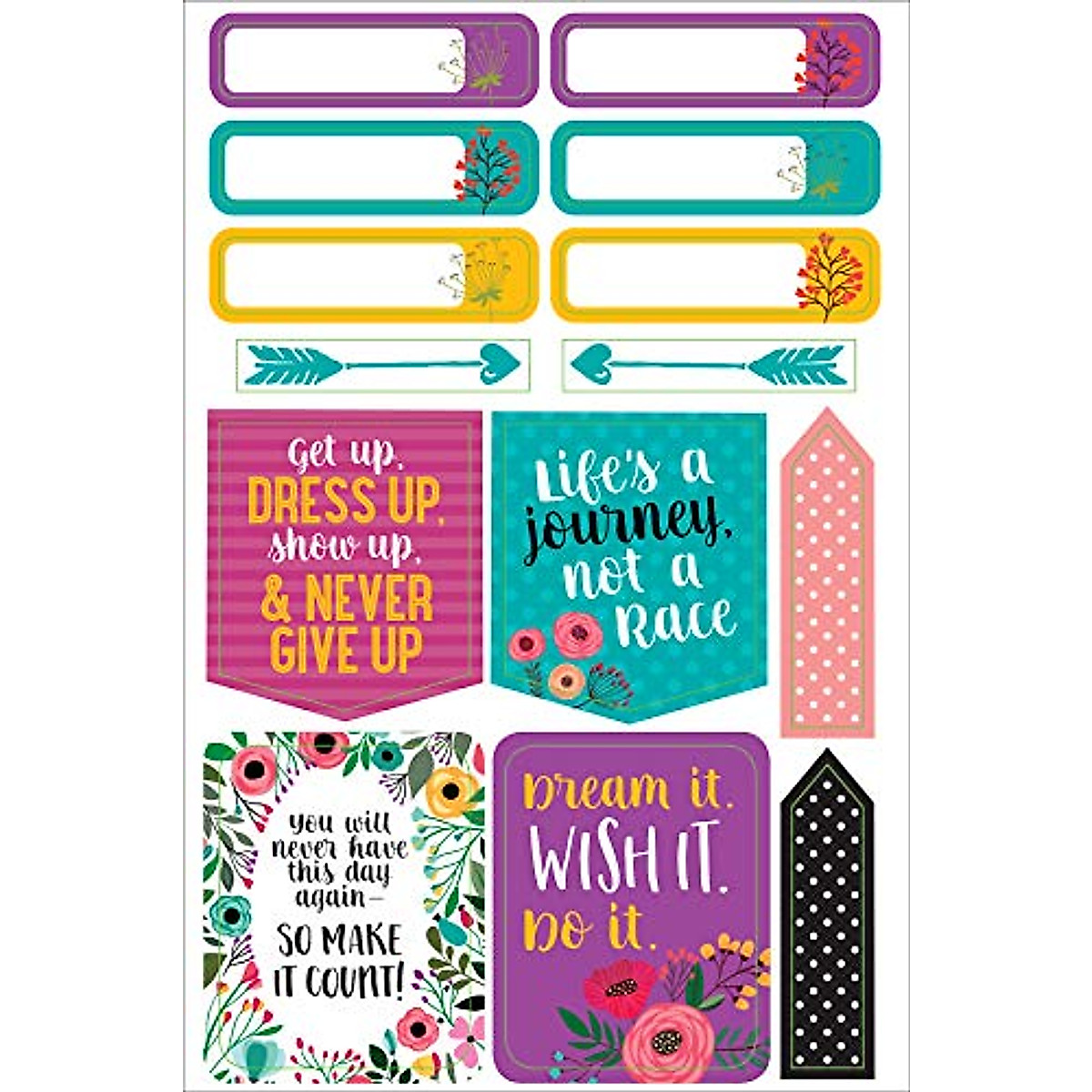 Essentials Planner Stickers -- Wake Up Kick Ass Repeat (Set of 150 Stickers)