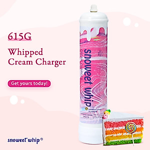 Whipped Cream Chargers Cylinder 615 gram Pure N2O 1 Liter Nitrous Tank Whipped Cream Cylinder Nitrous Oxide 6 Cylinders (Rainbow Candy Flavor)
