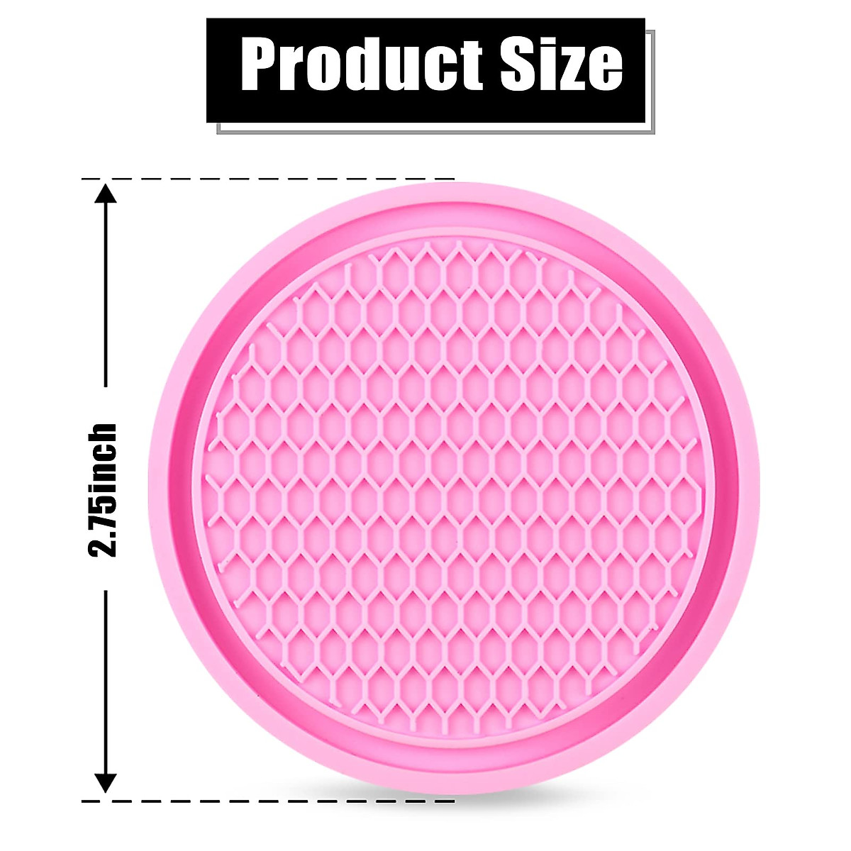 4 PCS Honeycomb Anti Slip Silicone Car Coasters, Universal Auto Fixed Tea Coaster (Pink)