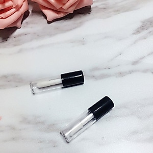 Mydio 50 Pack 1.2ML Clear Mini Lip Gloss Tube Empty Lip Balm Containers With Black Lid for Lipstick Samples