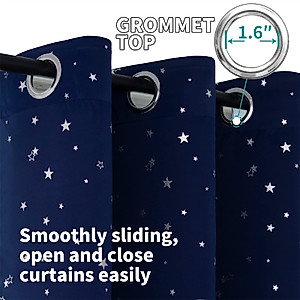 BGment Kids Blackout Curtains for Boys Bedroom, Star Curtains Thermal Insulated Grommet Window Drapes for Nursery, Set of 2 Panels (42 x 63 Inch, Navy Blue)