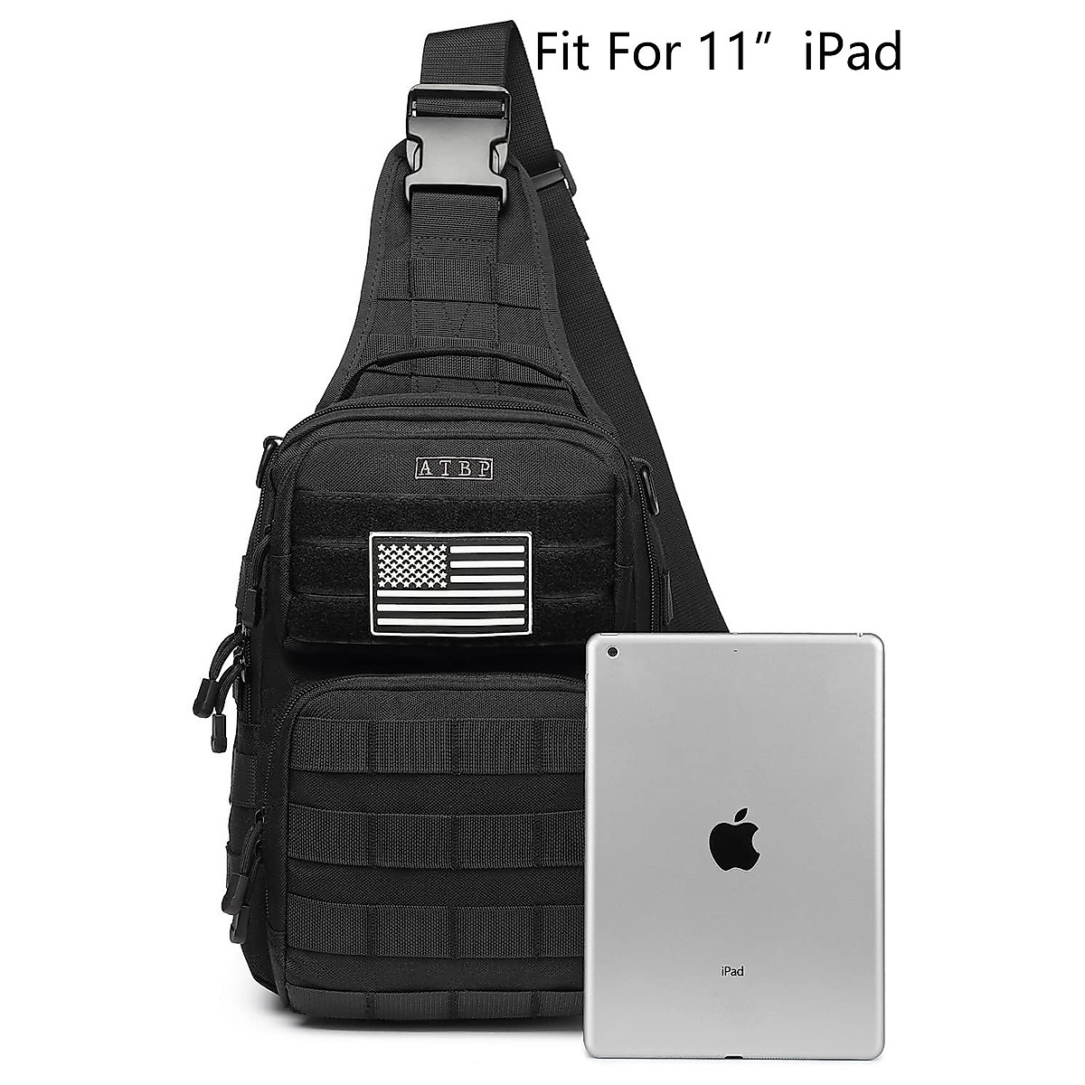 ATBP Tactical Sling Backpack With Holster Military Crossbody Bag for Men Single Shoulder Back Pack 10L