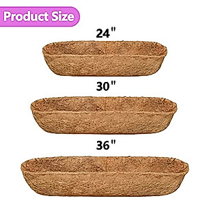 TigeJoy 2PCS 24'' Trough Coco Coir Liners Planter Replacement, 100% Natural Thick Coco Fiber Liner for Window Box Decks Garden Flower Pots, 24inch Half Moon Shape Coconut Liner Flower Boxes Outdoor…