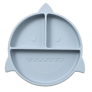 Andy Bear Suction Plates for Baby Silicone Plates Divided, Baby Led Weaning Supplies, Silicone Baby Plates for Toddler, Baby Dishes, BPA Free (Deep Sky)