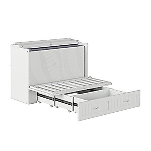 AFI, Southampton Murphy Bed Chest with 6 inch Memory Foam Folding Mattress, Built-in Charging Station and Storage Drawer, Full, White