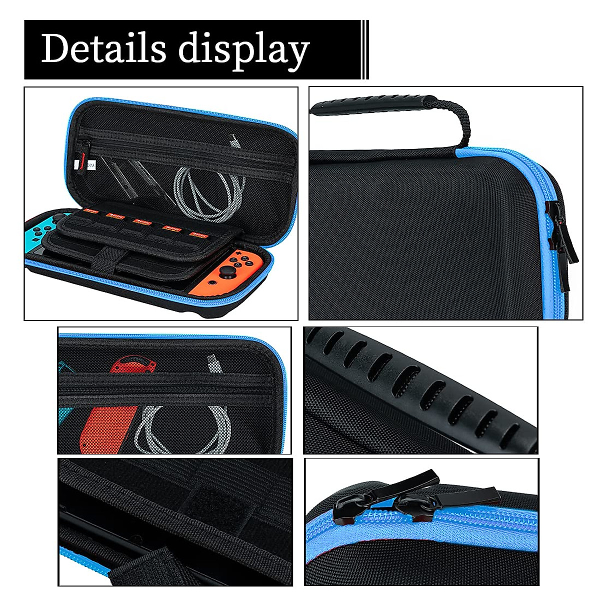 Widfre Carry Case for Nintendo Switch Console & Accessories, Hard Travel Case Compatible with Switch, Portable Carry Case with Handle, Dual Zippers, Bag for Game Storage Accessories