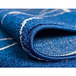 Unique Loom Trellis Frieze Collection Area Rug - Geometric (4' 1" x 6' 1", Navy Blue/ Ivory)