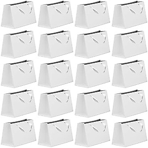 20 Pcs White Kraft Paper Gift Bags 10.6 x 8.2 x 3.1 Inch Gift Bags Bulk with Handles for Retail Bag, Party Favor Bag, Birthday Gift Bag, Merchandise Boutique Retail Bags