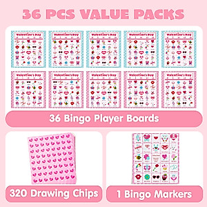 JOYIN 36 Players Valentines Day Bingo Cards (5x5) for Kids School Classroom Exchange Gift Rewards, Valentine’s Fun Party Games, Indoor Family Activities