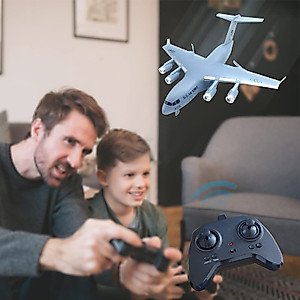 Eayaele RC Plane C-17 Remote Control Airplane Transport Ready to Fly 2 CH Toy for Kids Boys (Grey)