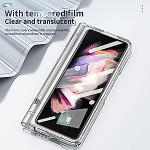 EAXER for Samsung Galaxy Z Fold 3 5G Case, Shockproof Luxury Plating Clear Full Protective Case Cover with A Pen (Clear)