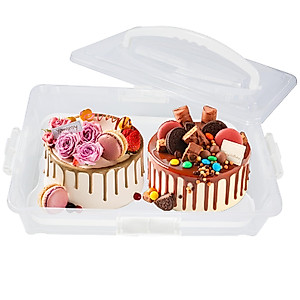 DIIRPPR White Plastic Cupcake And Cake Carrier - Stackable Cupcake Holder, Dessert Carrier For Full Size 17.2"x10.2" Cake Pans Or 12-Count Cupcake Tray, Cupcake Carrier & Cake Box (One Tier)