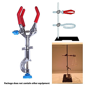 Lab 3 Prong Rubber Finger Clamp - Scientific 360° Swivels Stand Clip for Holding Beaker, Condenser Tube, Test Tube