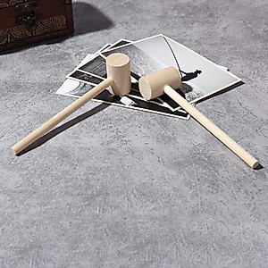 36 Pieces Mini Wooden Hammers Gavel Toy for Kids, Natural Wood Crab Lobster Seafood Mallets